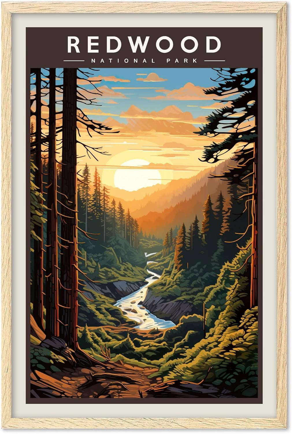 Eastern Print Redwood National Park Poster, National Park Wall Art ...