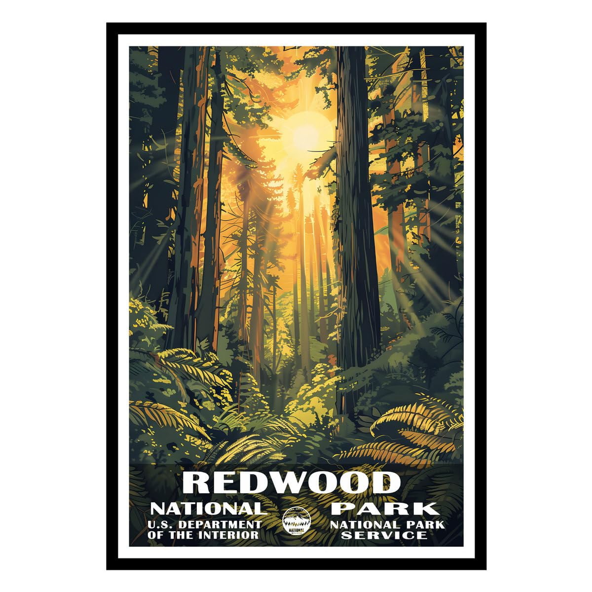 Eastern Print Redwood Poster, Redwood National Park Poster, Redwood ...