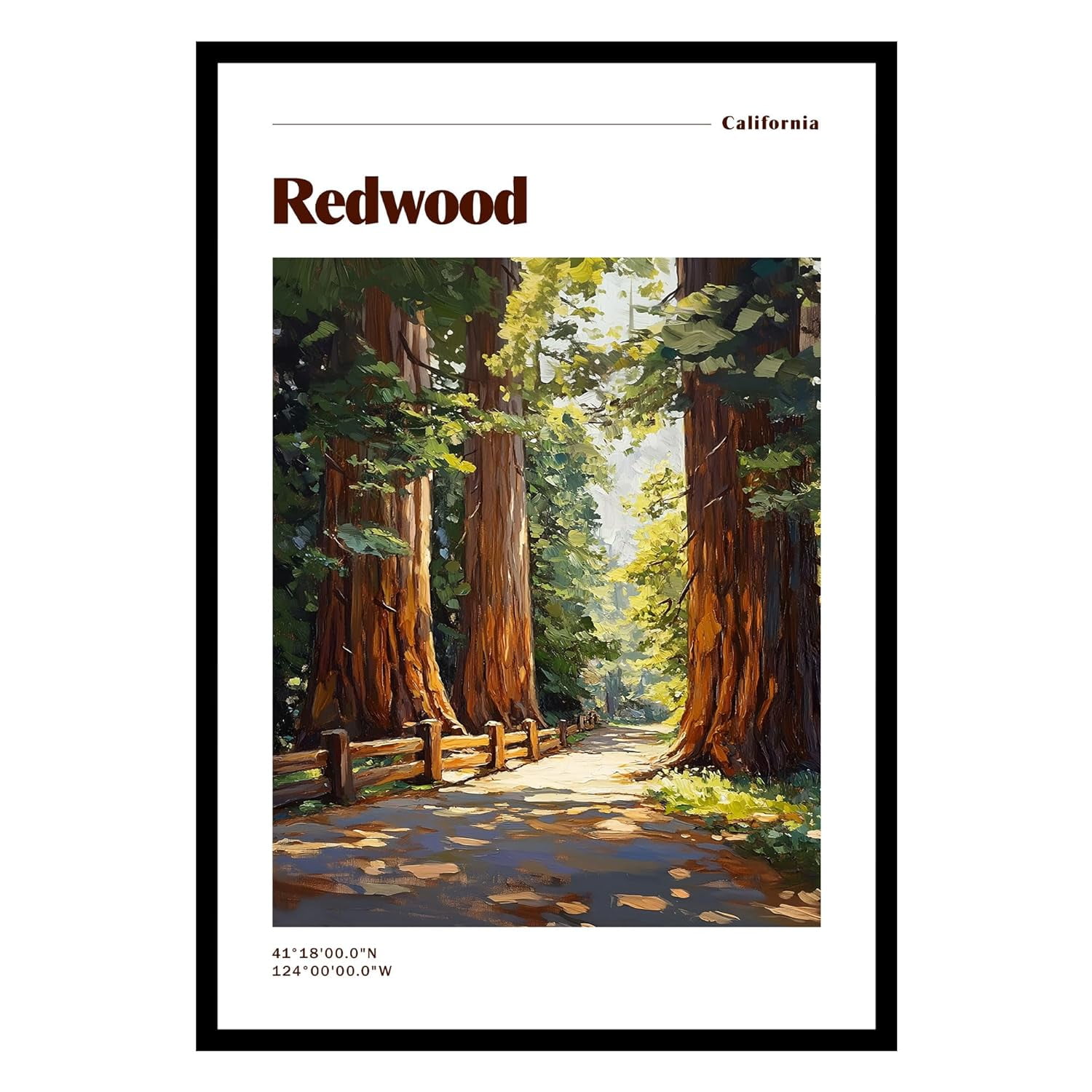 Eastern Print Redwood Poster, Redwood National Parks Poster, Redwood ...