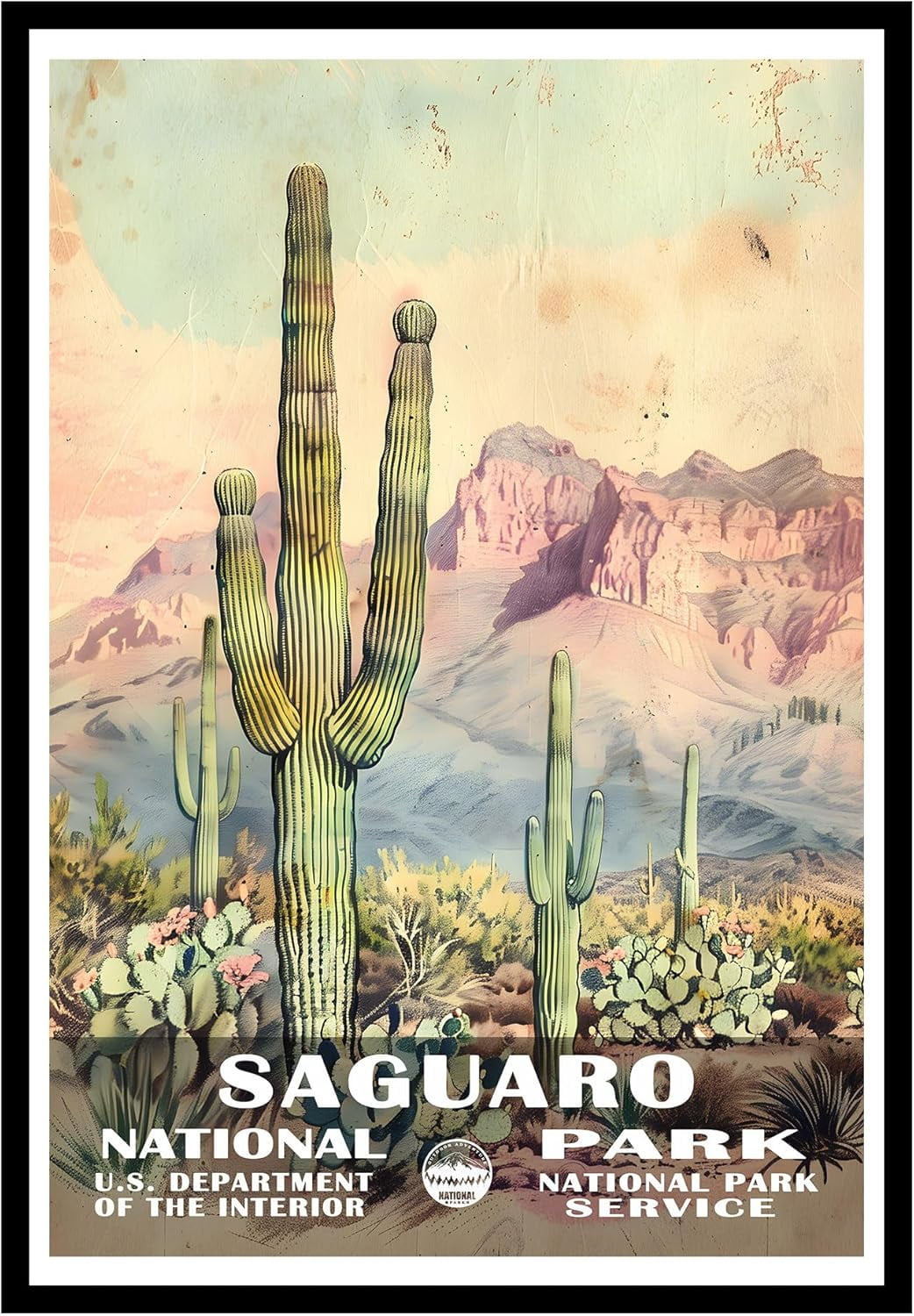 Eastern Print Saguaro National Park Wall Art, National Parks Abstract ...