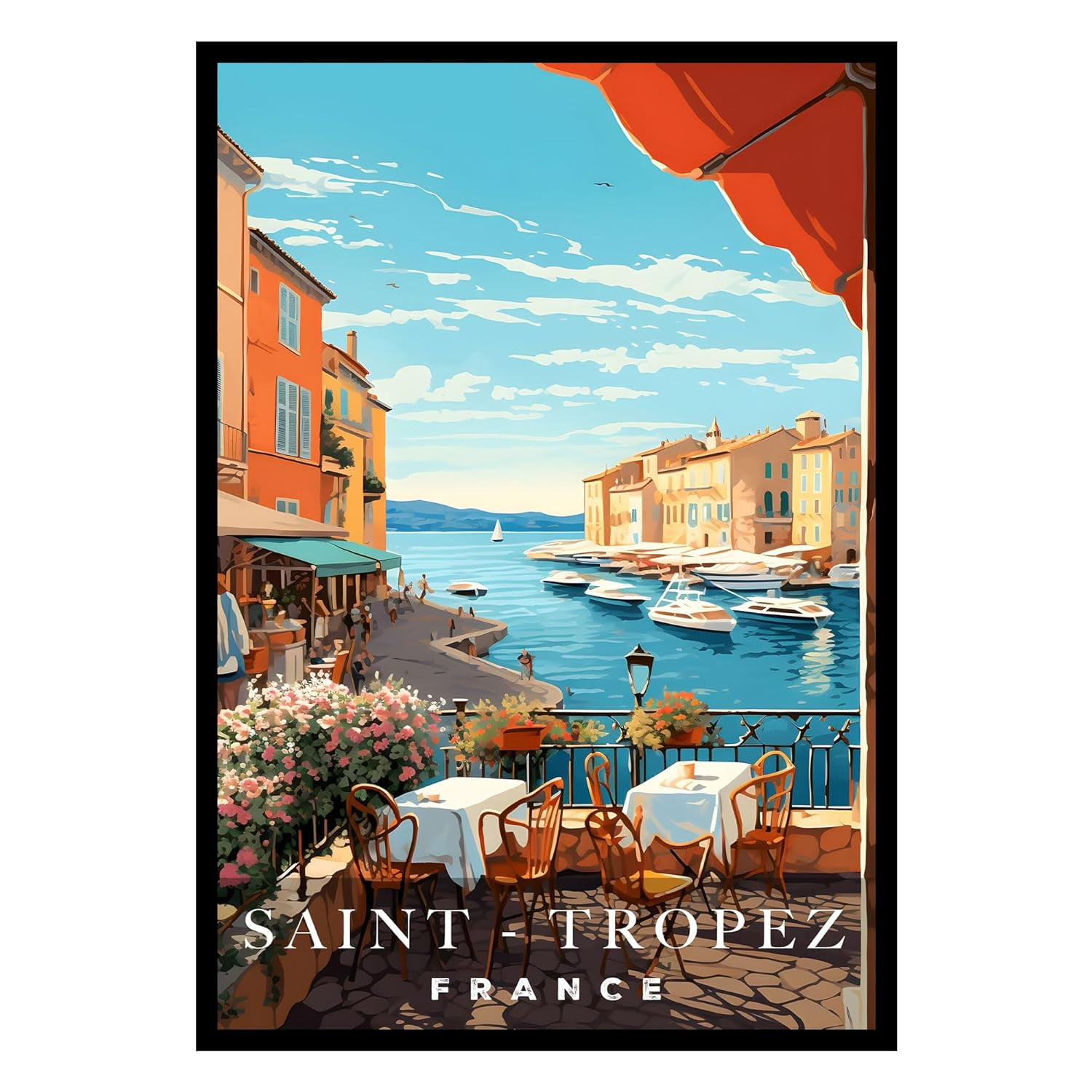 Eastern Print Saint - Tropez Poster, France Poster, Saint - Tropez Wall Art, Vintage Travel ...