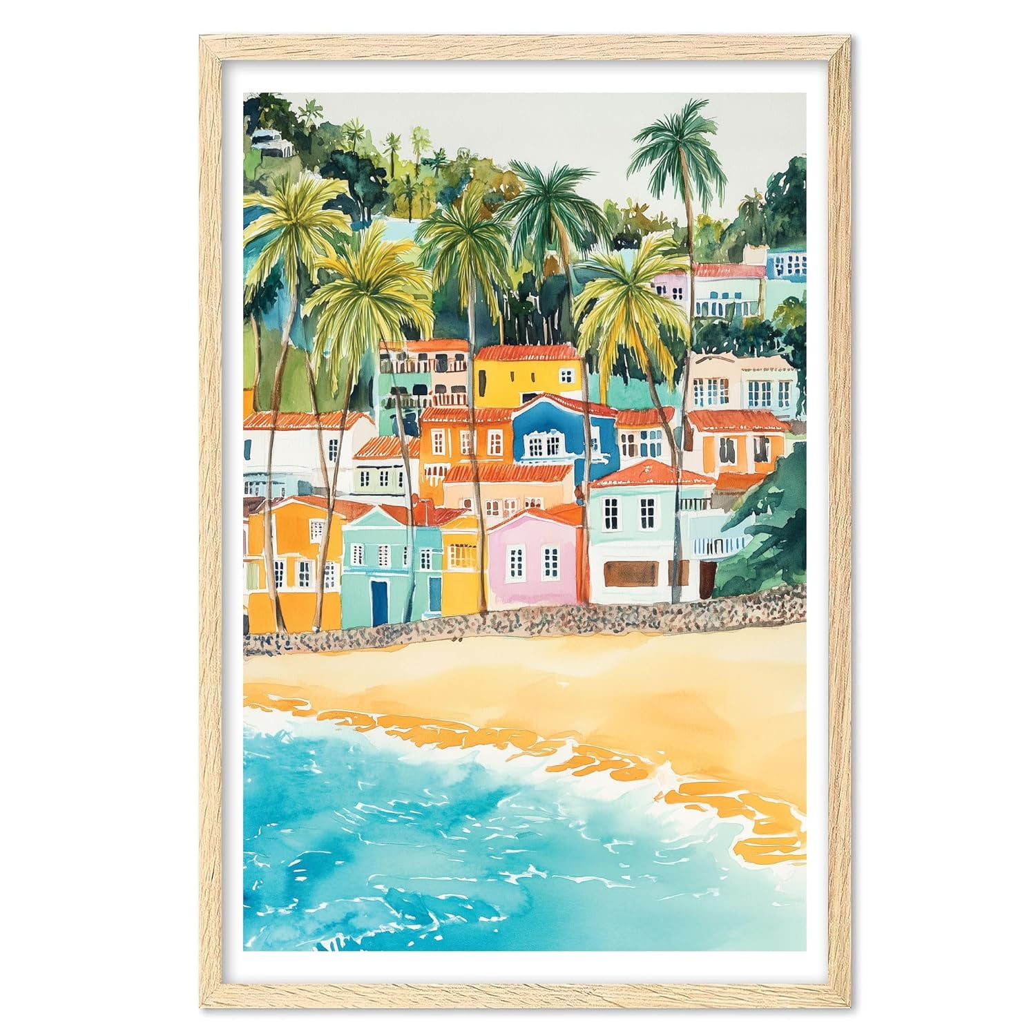 Eastern Print San Juan Beach Watercolor Wall Art, Puerto Rico Poster ...