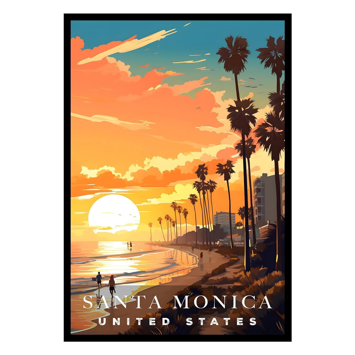 Eastern Print Santa Monica Poster, United States Poster, Santa Monica ...
