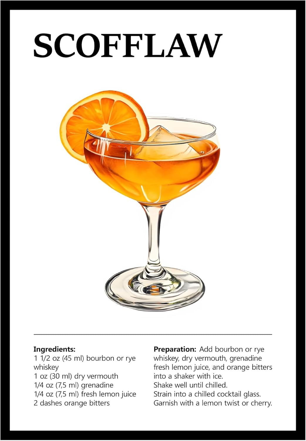 Eastern Print Scofflaw Wall Art, Colorful Cocktail Wall Art, Bar ...