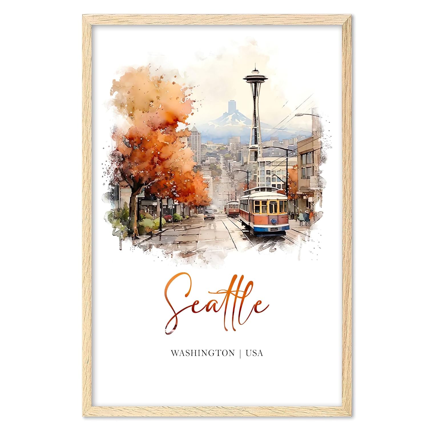 Eastern Print Seattle Poster Art Print, States Landscape Wall Art Decor ...