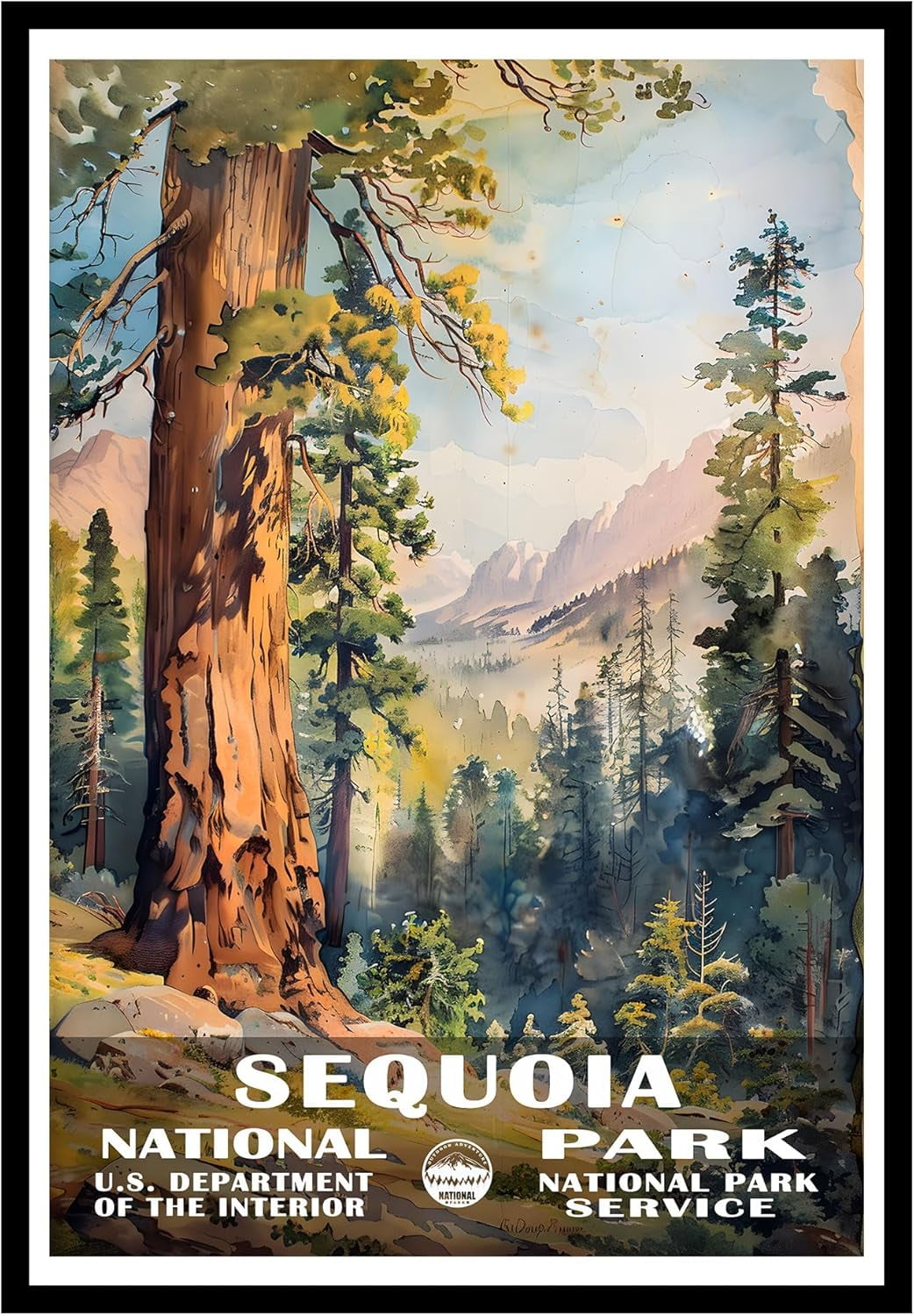 Eastern Print Sequoia National Park Wall Art, National Parks Abstract ...