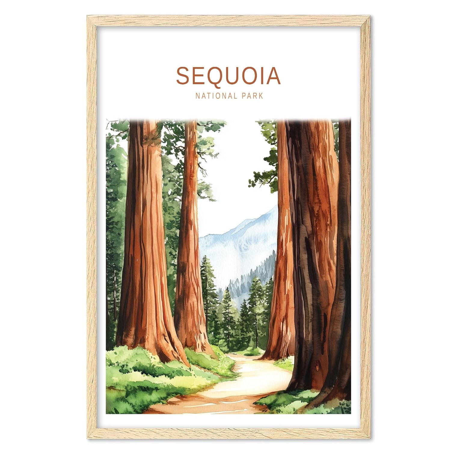 Eastern Print Sequoia National Park Watercolor Art Print, National Park ...
