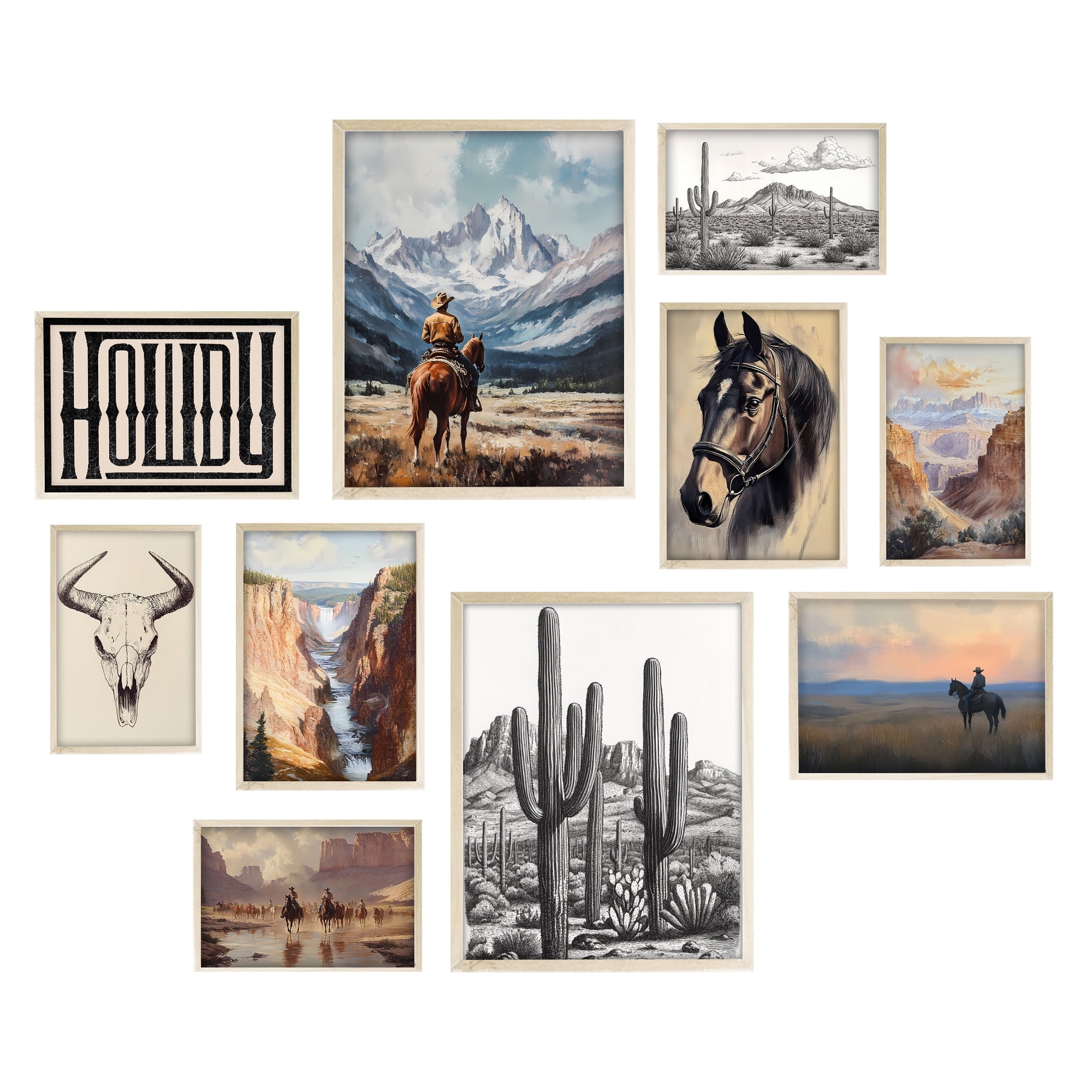 Eastern Print Set 10 PCS Western Decor Vintage Southwestern Wall Art ...