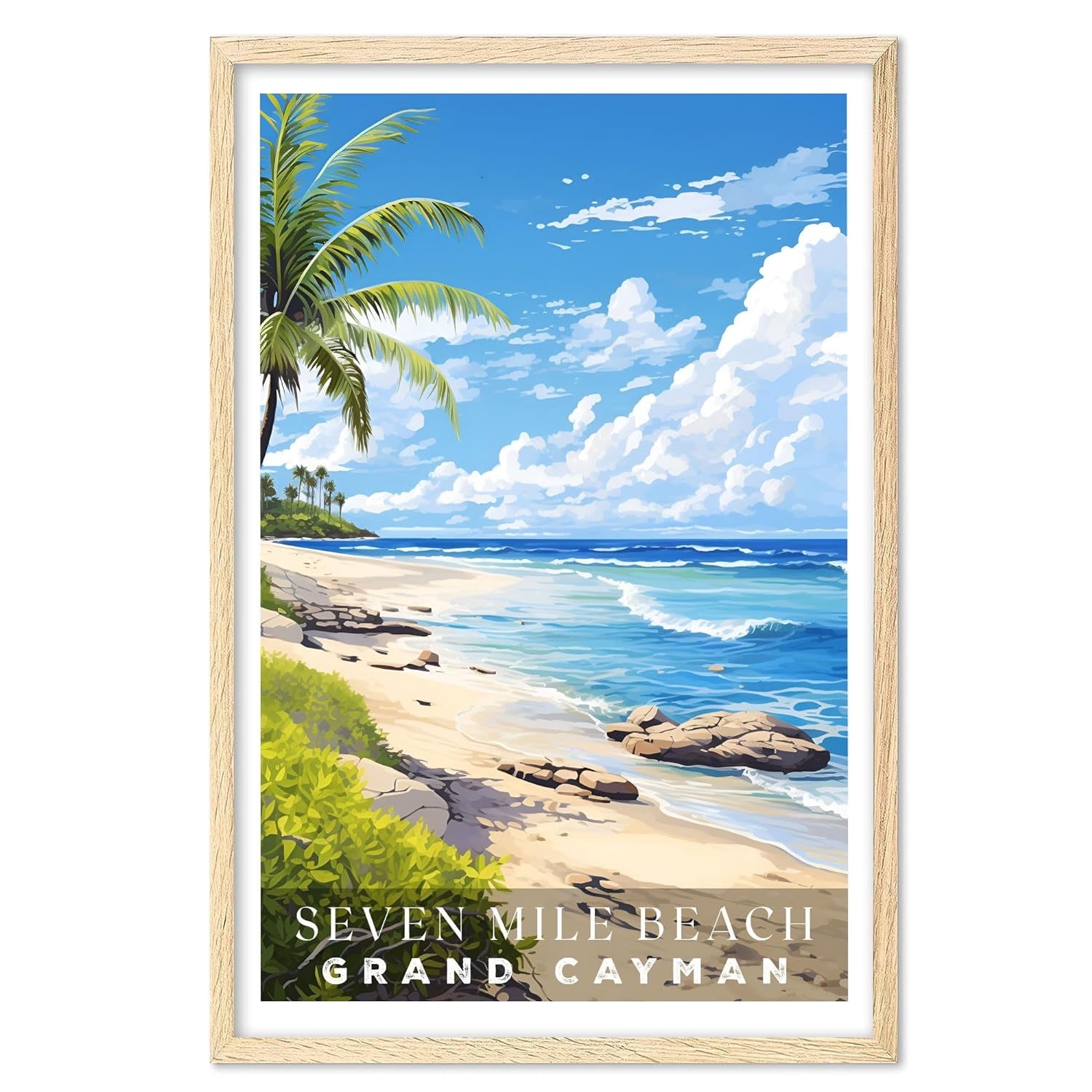 Eastern Print Seven Mile Beach Poster, Beautiful Beach Prints, Vintage ...