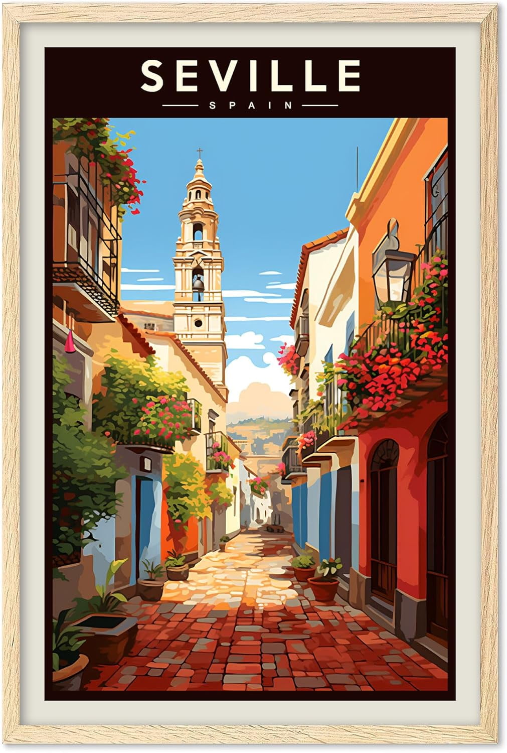 Eastern Print Seville Poster, Spain Poster, Seville Wall Art, Vintage ...