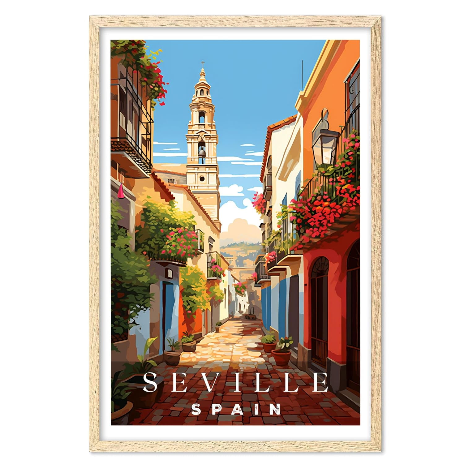 Eastern Print Seville Poster, Spain Poster, Seville Wall Art, Vintage ...