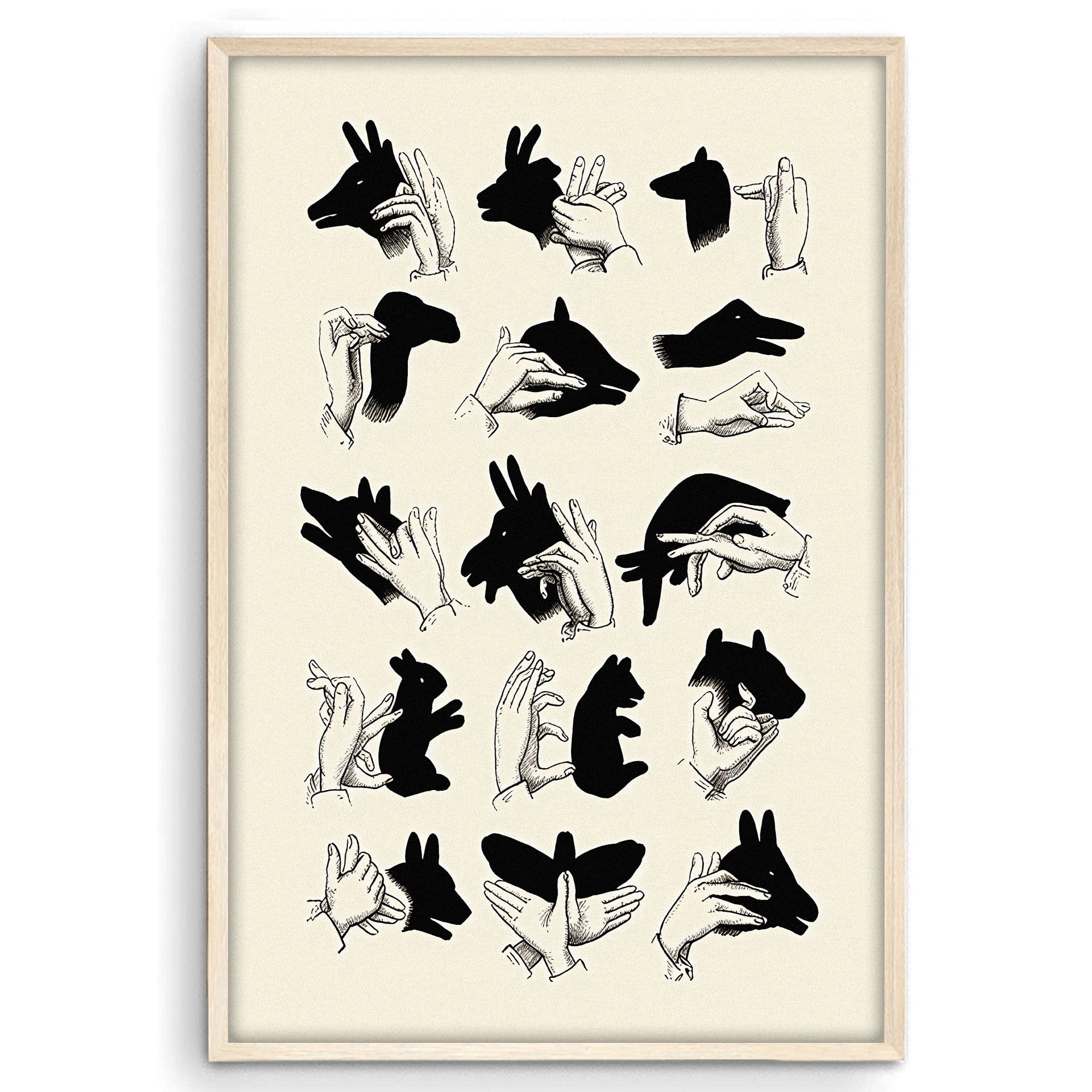 Eastern Print Shadow Puppetry Poster - Vintage Hand Illustration Wall ...