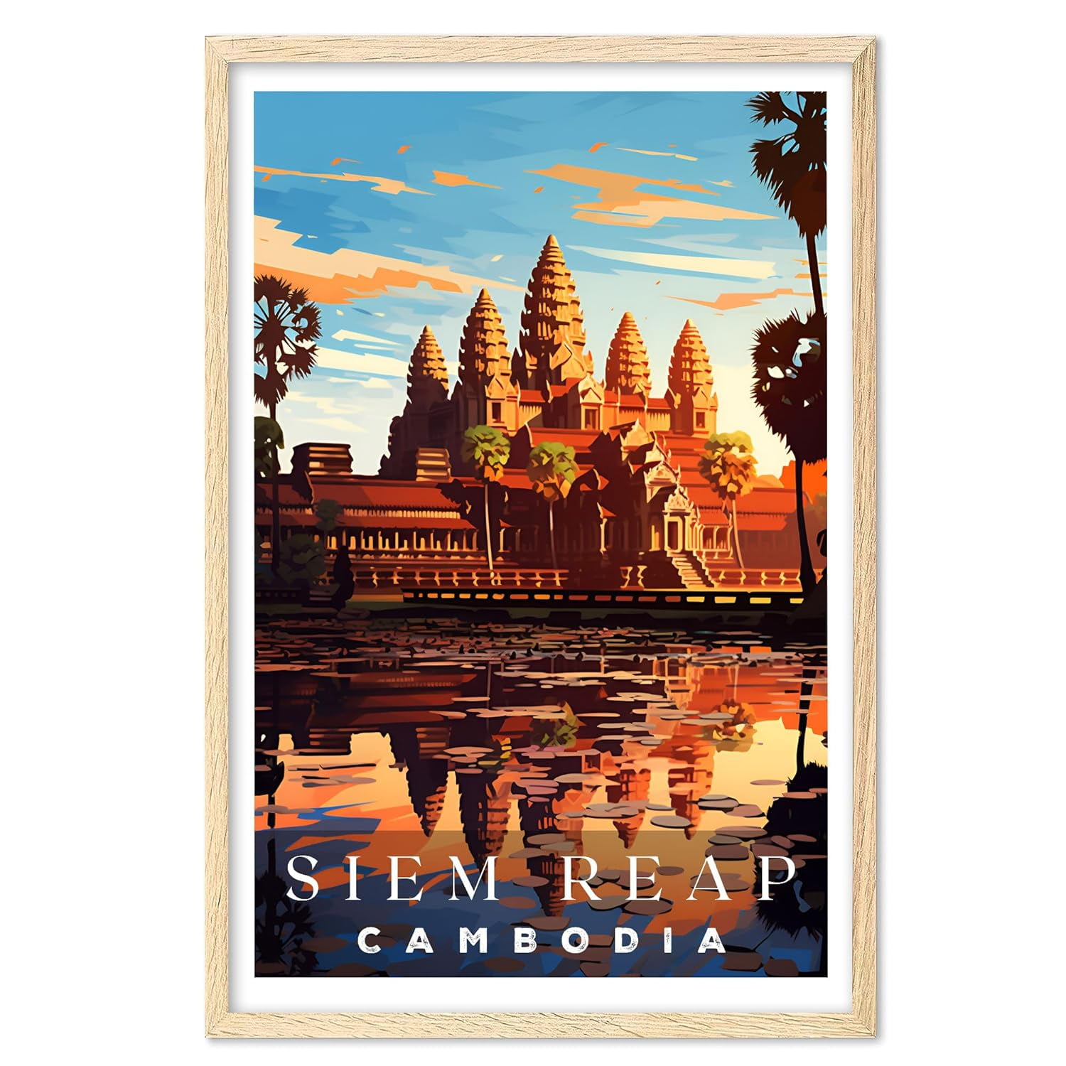 Eastern Print Siem Reap Poster, Cambodia Poster, Cambodia Wall Art ...