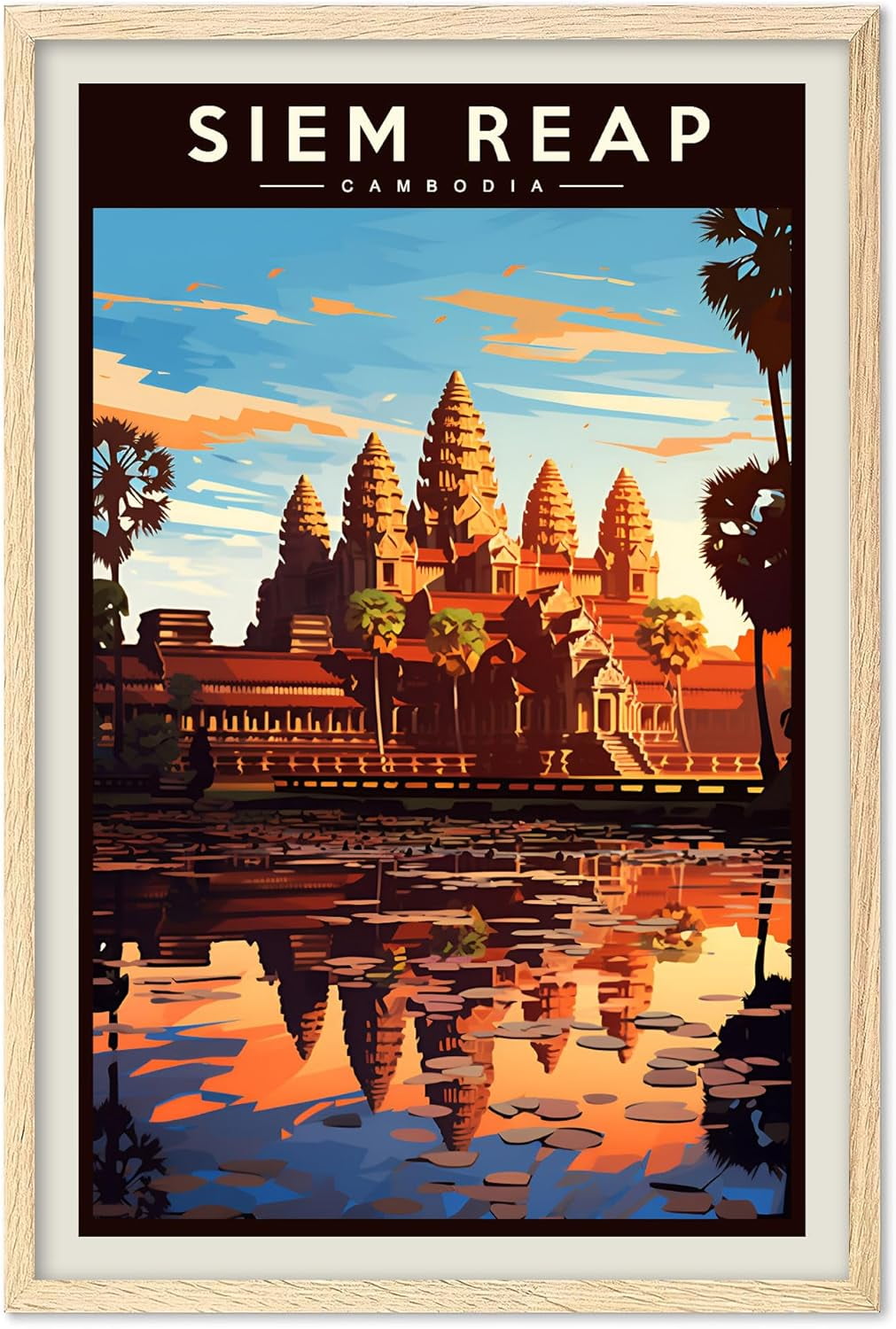 Eastern Print Siem Reap Poster, Cambodia Poster, Cambodia Wall Art ...