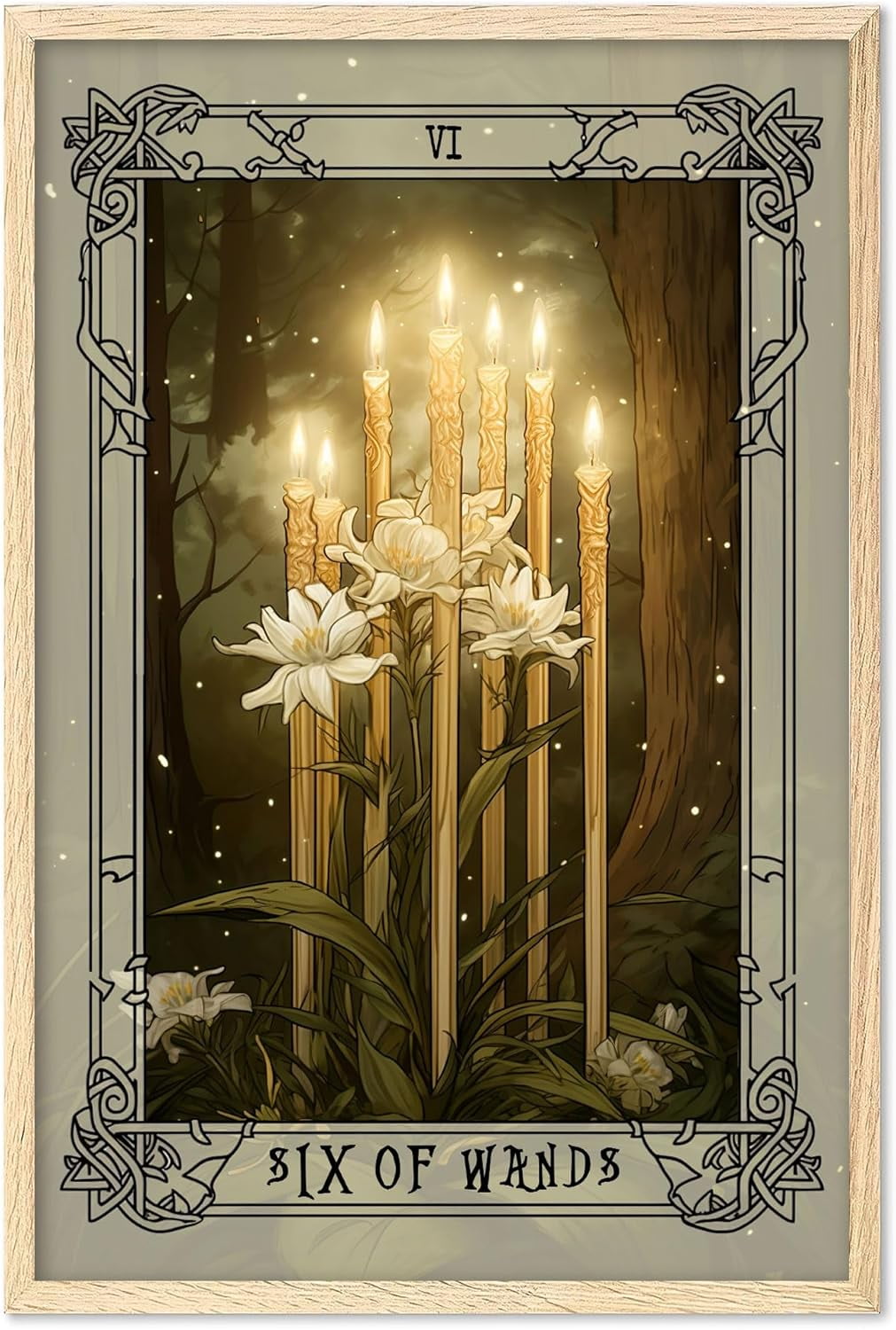 Eastern Print Six of Wands Tarot Poster, Celestial Wall Prints ...