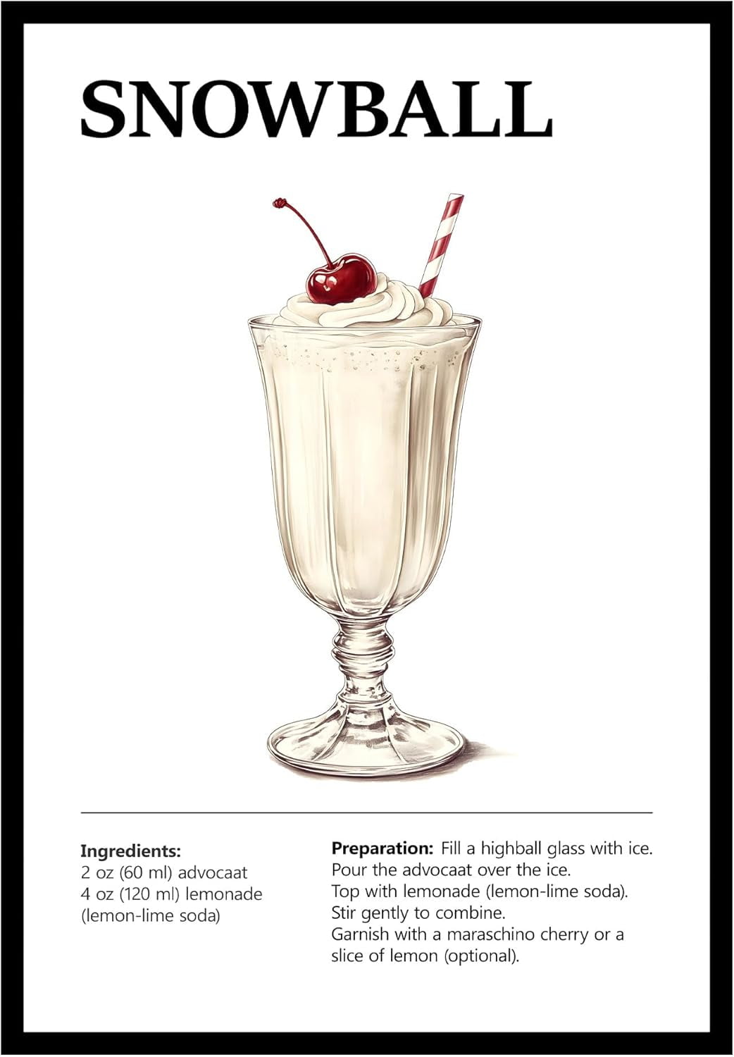 Eastern Print Snowball Wall Art, Colorful Cocktail Wall Art, Bar ...