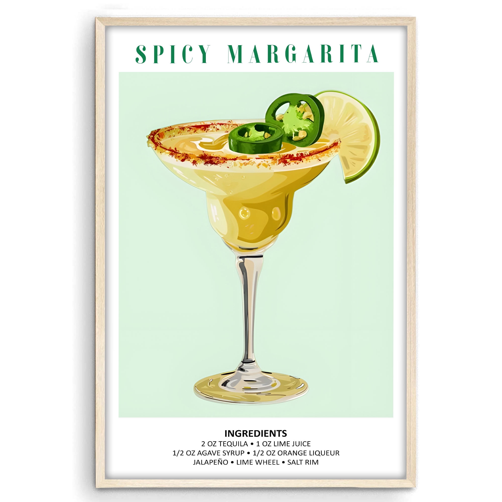 Eastern Print Spicy Margarita Cocktail Poster Art, Bar Cart Liquor ...