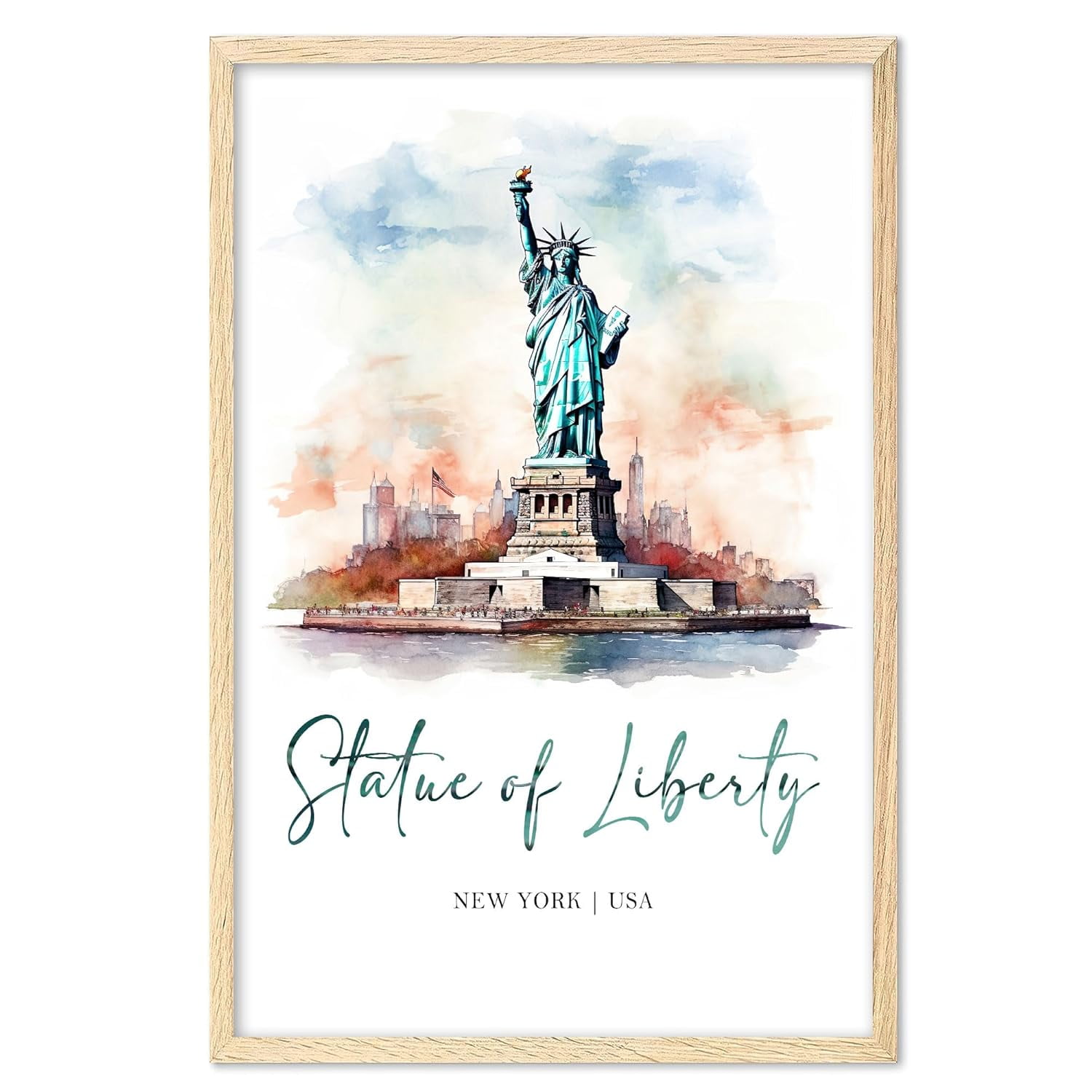 Eastern Print Statue Of Liberty Poster Art Print, States Landscape Wall ...