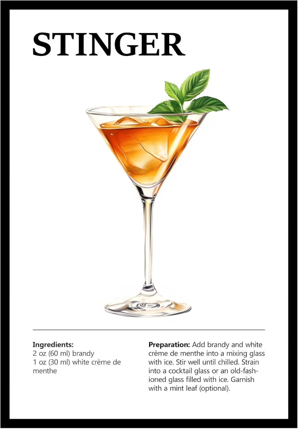 Eastern Print Stinger Wall Art, Colorful Cocktail Wall Art, Bar Trolley ...