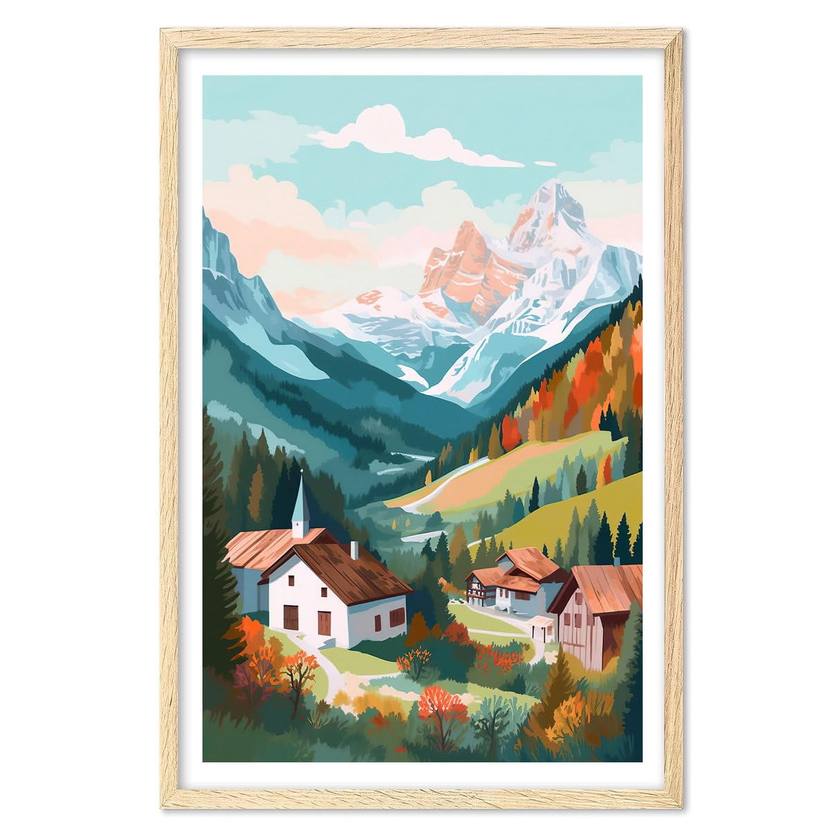 Eastern Print Switzerland Art Print, Mountain Wall Art, Swiss Alps ...