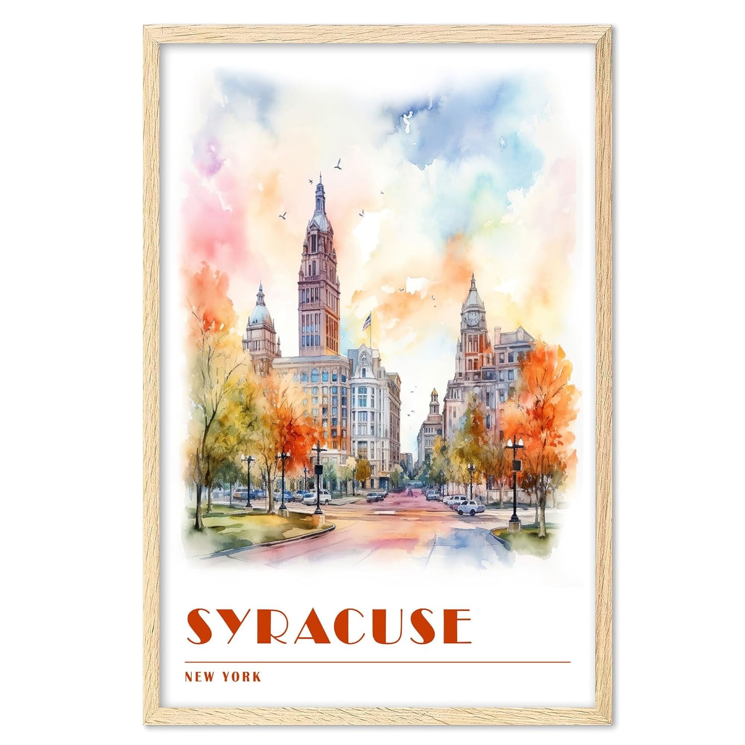 Eastern Print Syracuse Wall Art, States Landscape Wall Art Decor, New ...