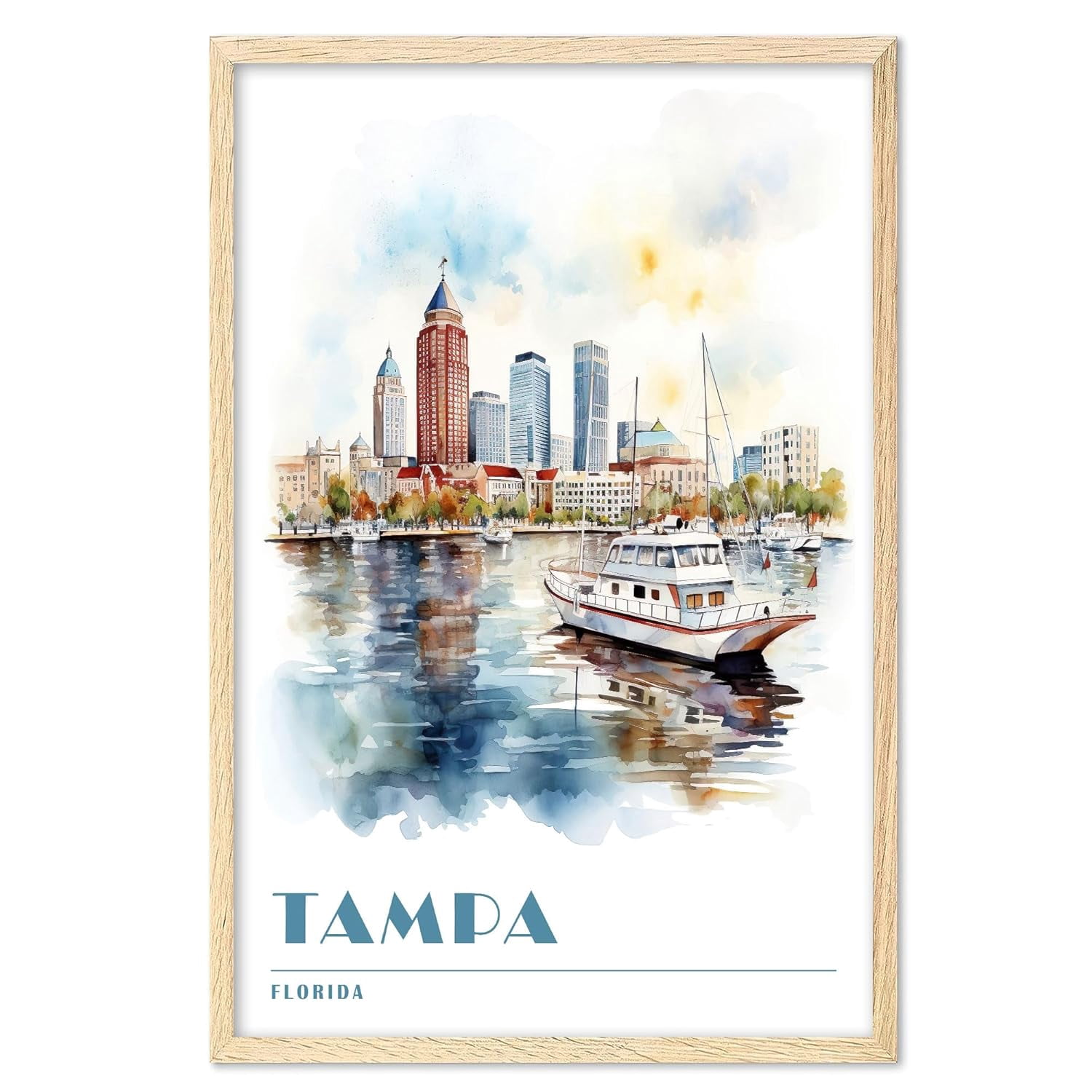 Eastern Print Tampa Wall Art, States Landscape Wall Art Decor, Florida ...
