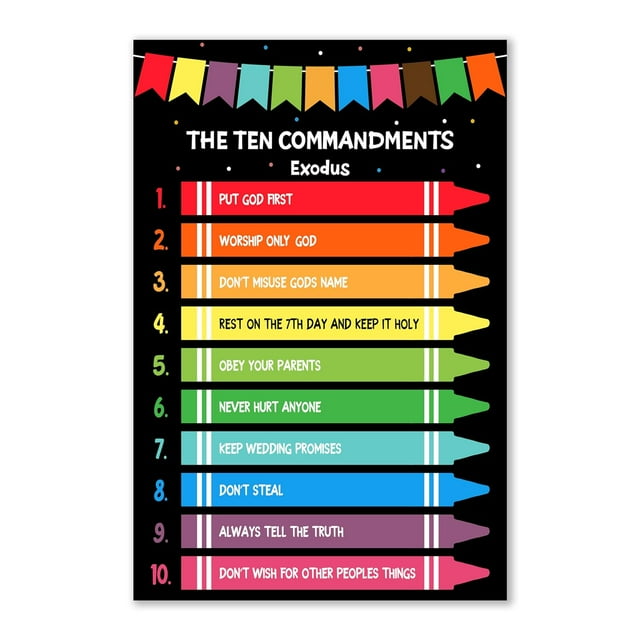 Eastern Print The Ten Commandments Posters, Kids Scripture Poster ...