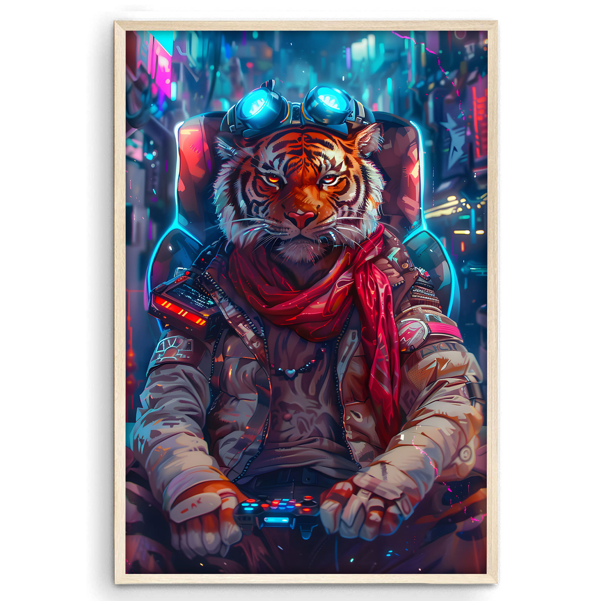 Eastern Print Tiger Gamer Vintage Portrait Painting Poster Art Prints ...