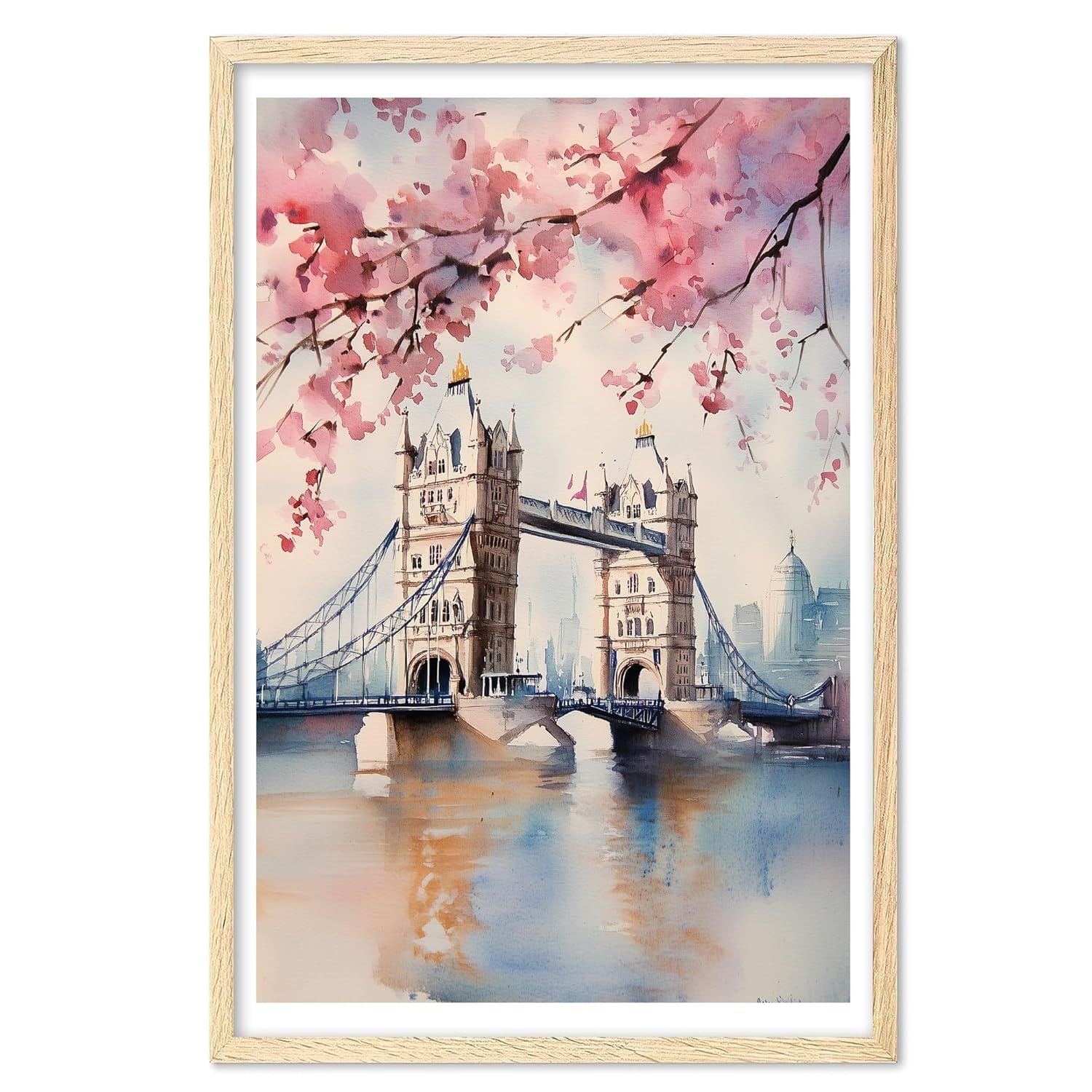 Eastern Print Tower Bridge In Spring Watercolor Art, London Wall Art ...