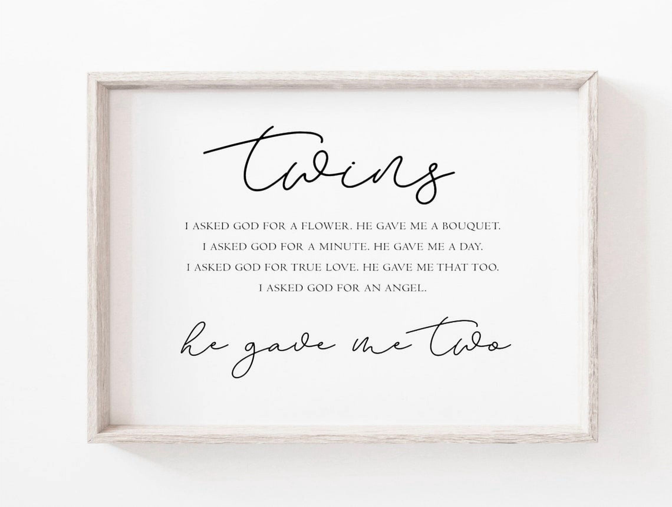 Eastern Print Twins Quote Poster Rustic Nursery Wall Art Twin Baby Room ...