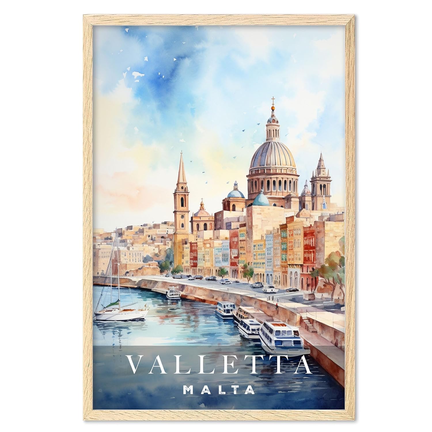Eastern Print Valletta Poster, Malta Poster, Malta Wall Art, Vintage ...
