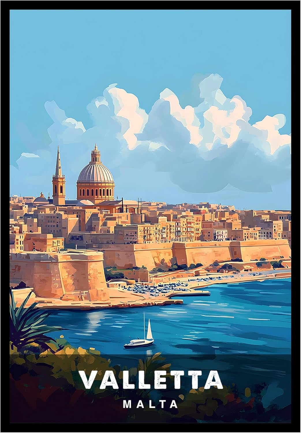Eastern Print Valletta Poster, Malta Poster, Valletta Wall Art, Vintage ...