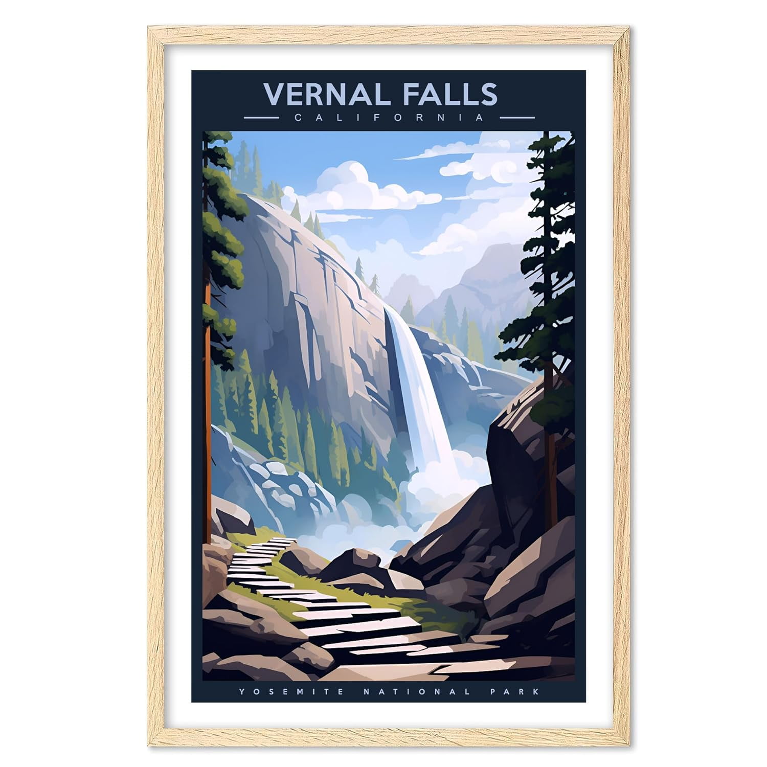 Eastern Print Vernal Falls Poster, Yosemite National Park Poster ...