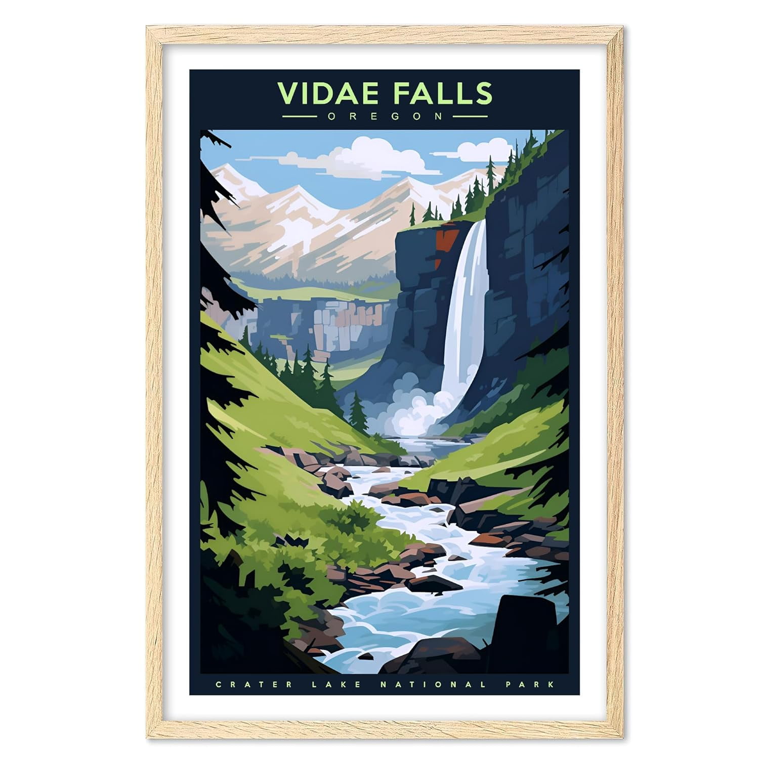 Eastern Print Vidae Falls Poster, Crater Lake National Park Poster ...