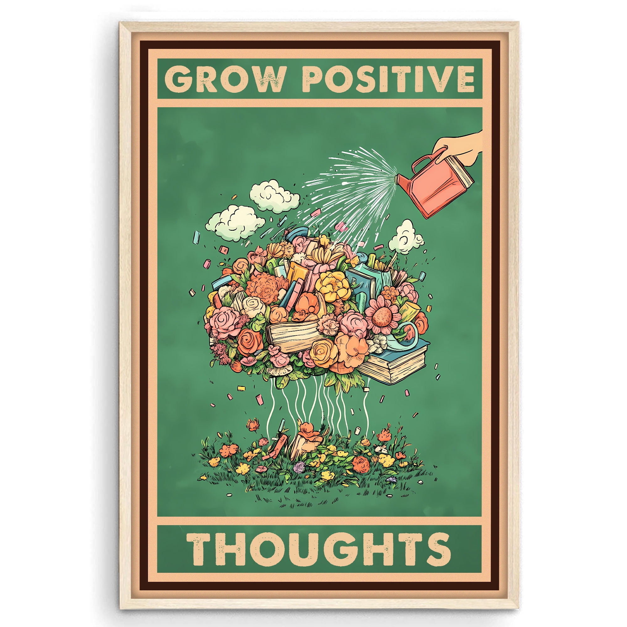Eastern Print Vintage Grow Positive Thoughts Art, Psychology Mental ...
