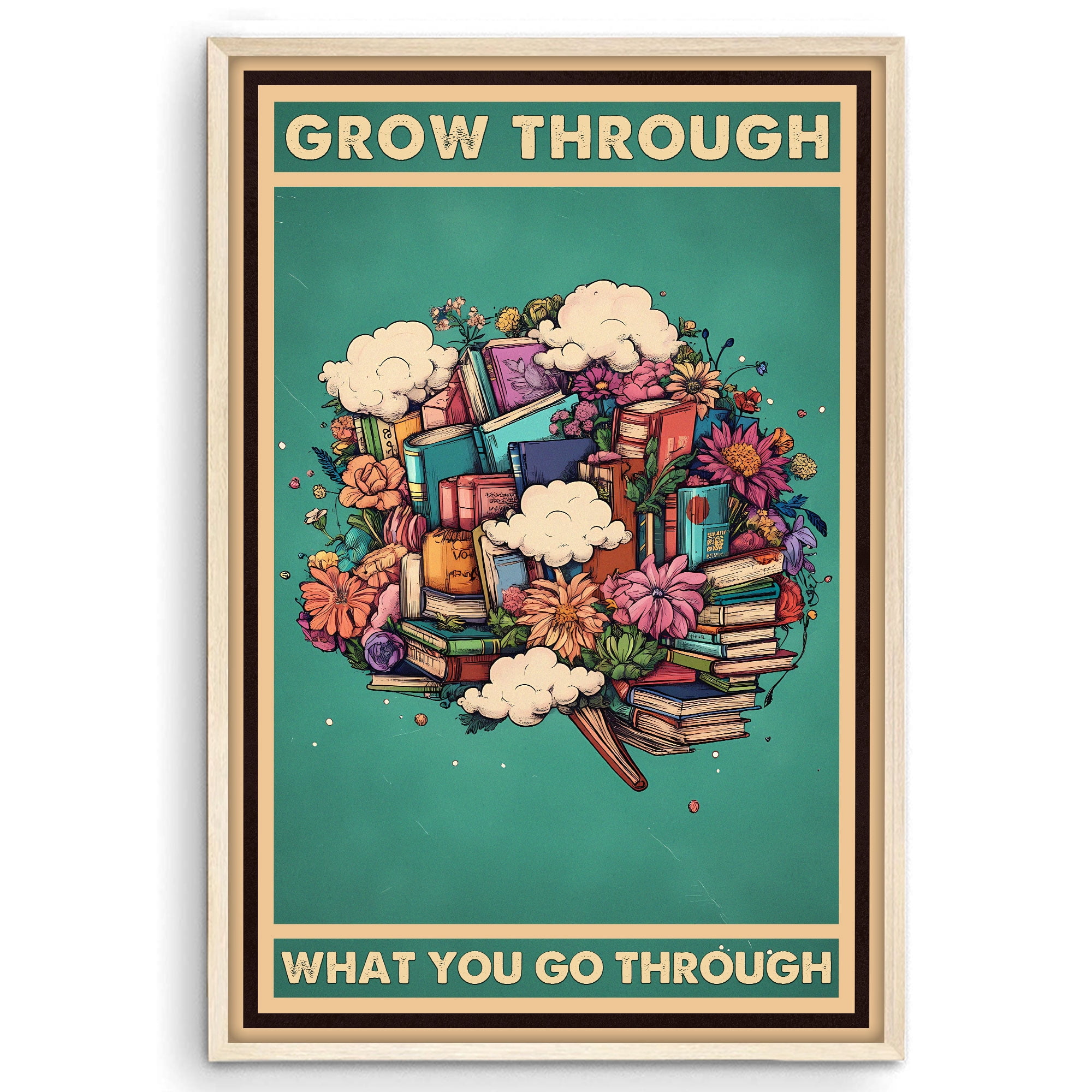 Eastern Print Vintage Motivational Art, Grow Through What You Go ...