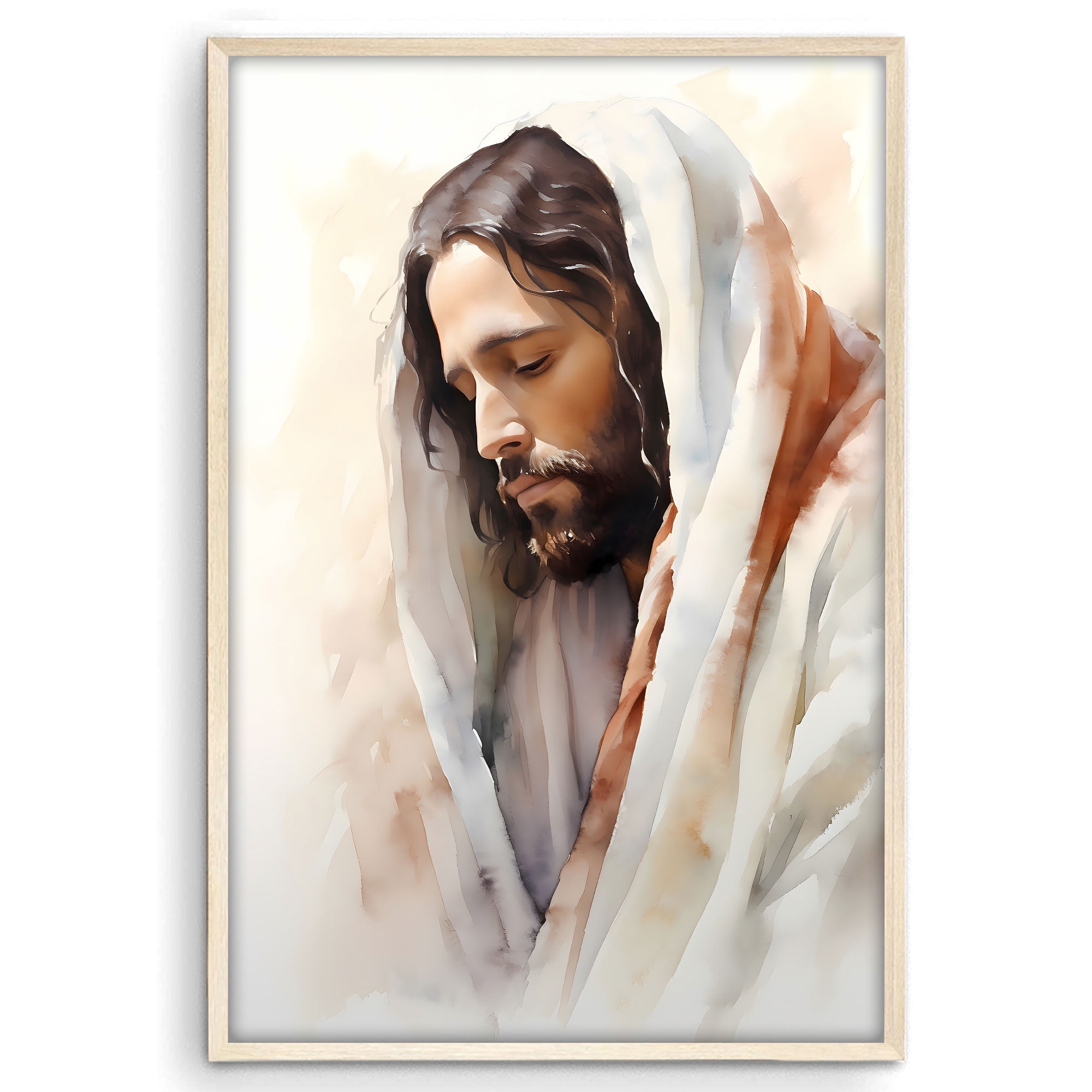 Eastern Print, Watercolor Painting Of Jesus Wearing A Turban, Jesus ...