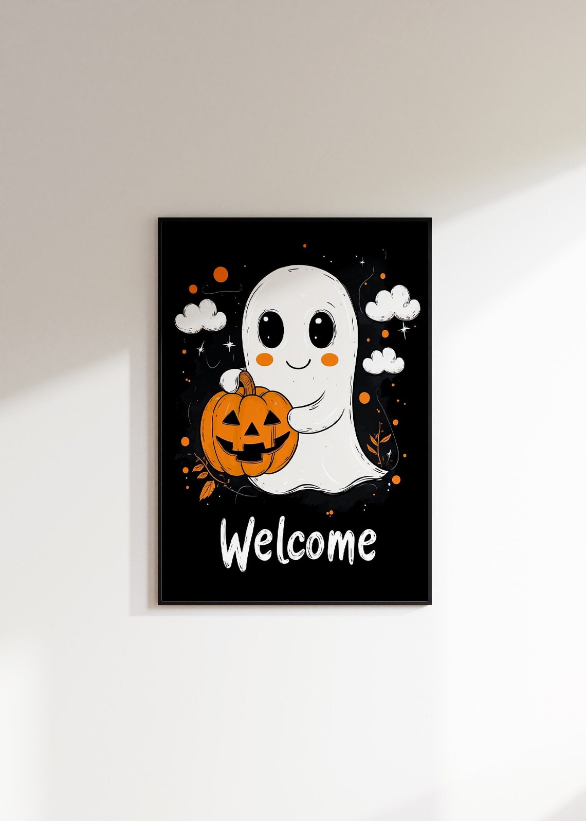 Eastern Print Welcome Ghost Poster Vintage Winter Holiday Wall Art Cute ...