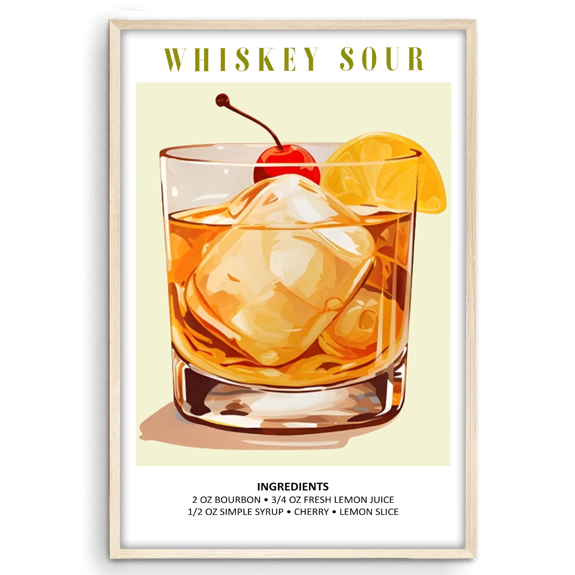 Eastern Print Whiskey SourCocktail Poster Art, Bar Cart Liquor Poster ...
