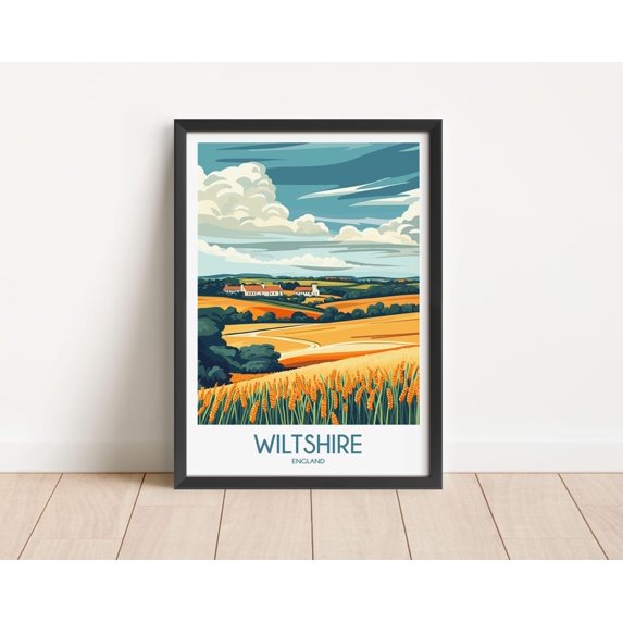 Eastern Print Wiltshire Travel Poster England Vintage Style Wall Art ...