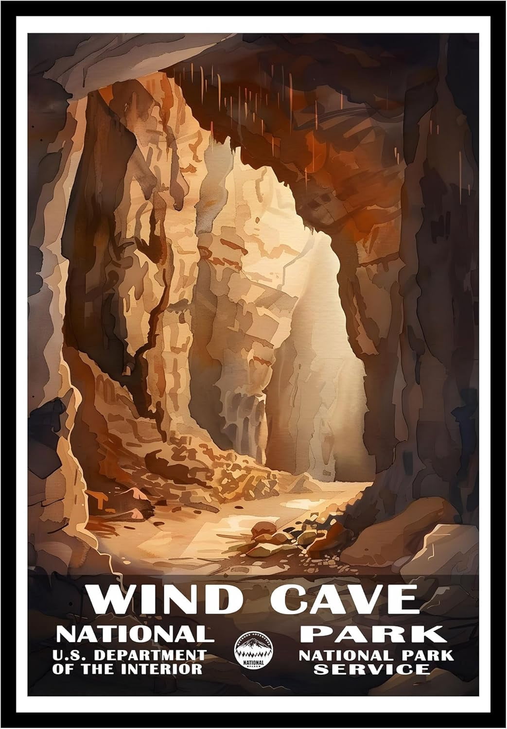 Eastern Print Wind Cave National Park Wall Art, National Parks Abstract ...