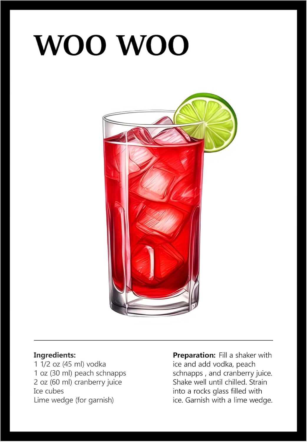 Eastern Print Woo Woo Wall Art, Colorful Cocktail Wall Art, Bar Trolley ...