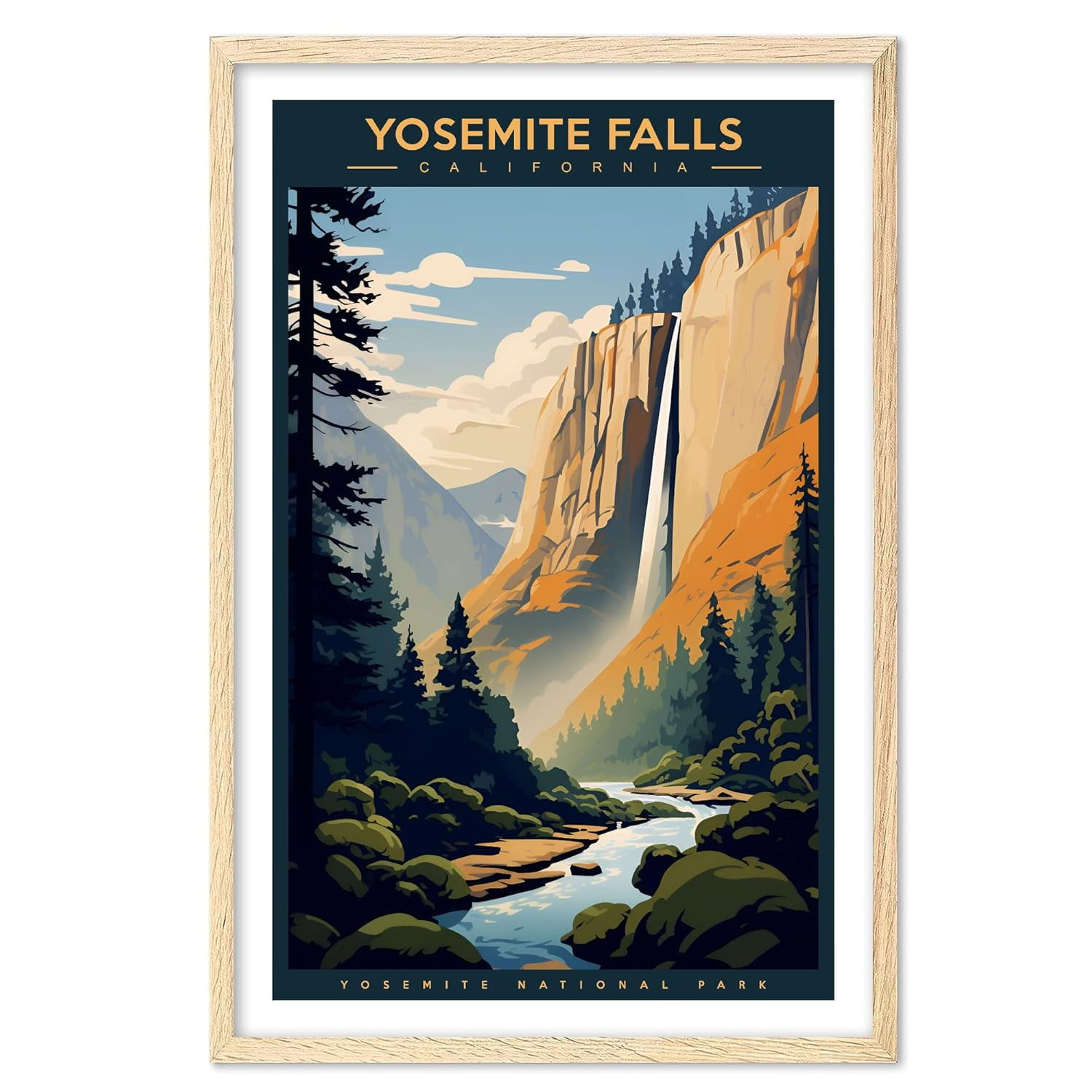 Eastern Print Yosemite Falls Poster, Yosemite National Park Poster ...