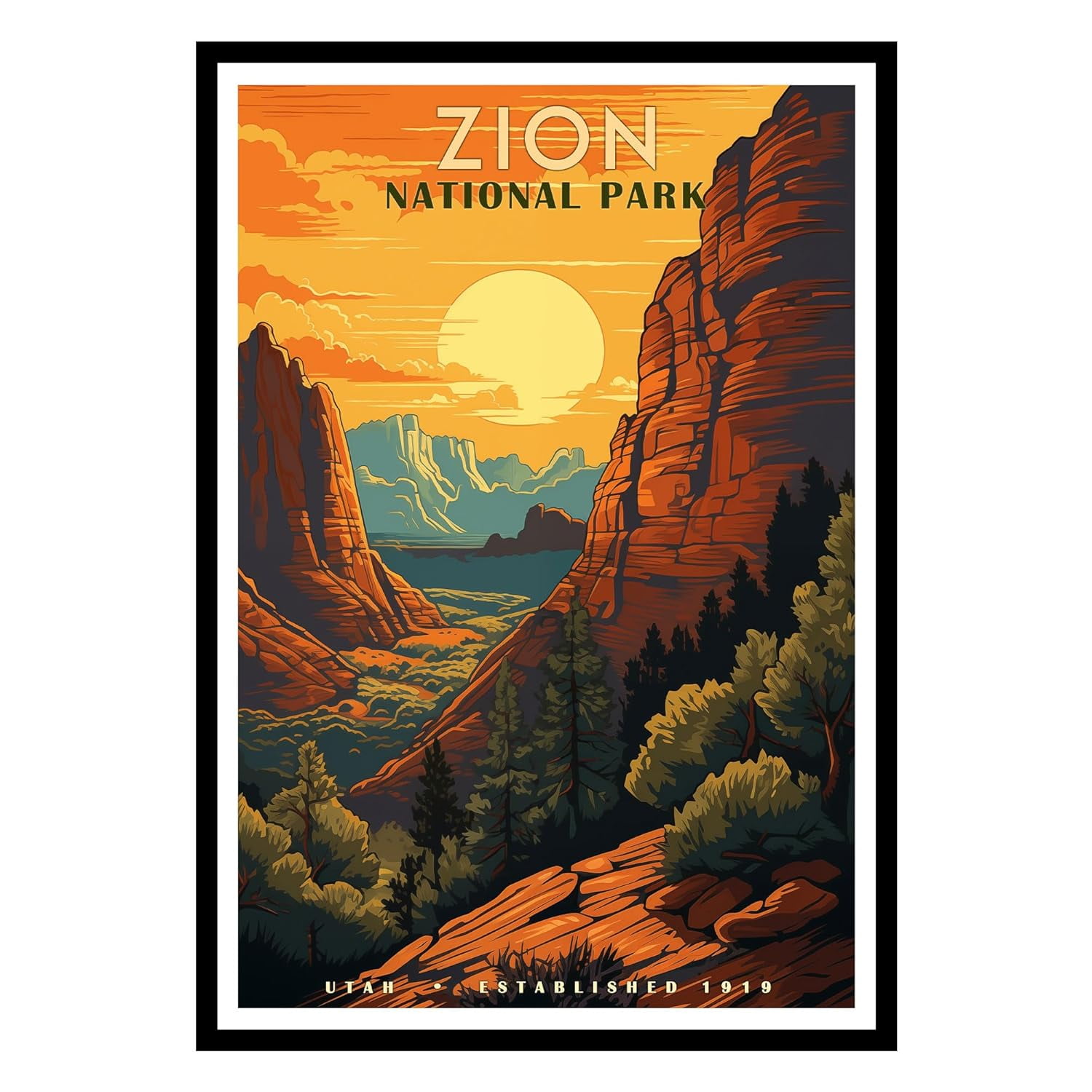 Eastern Print Zion National Park Poster, Zion National Park Wall Art ...