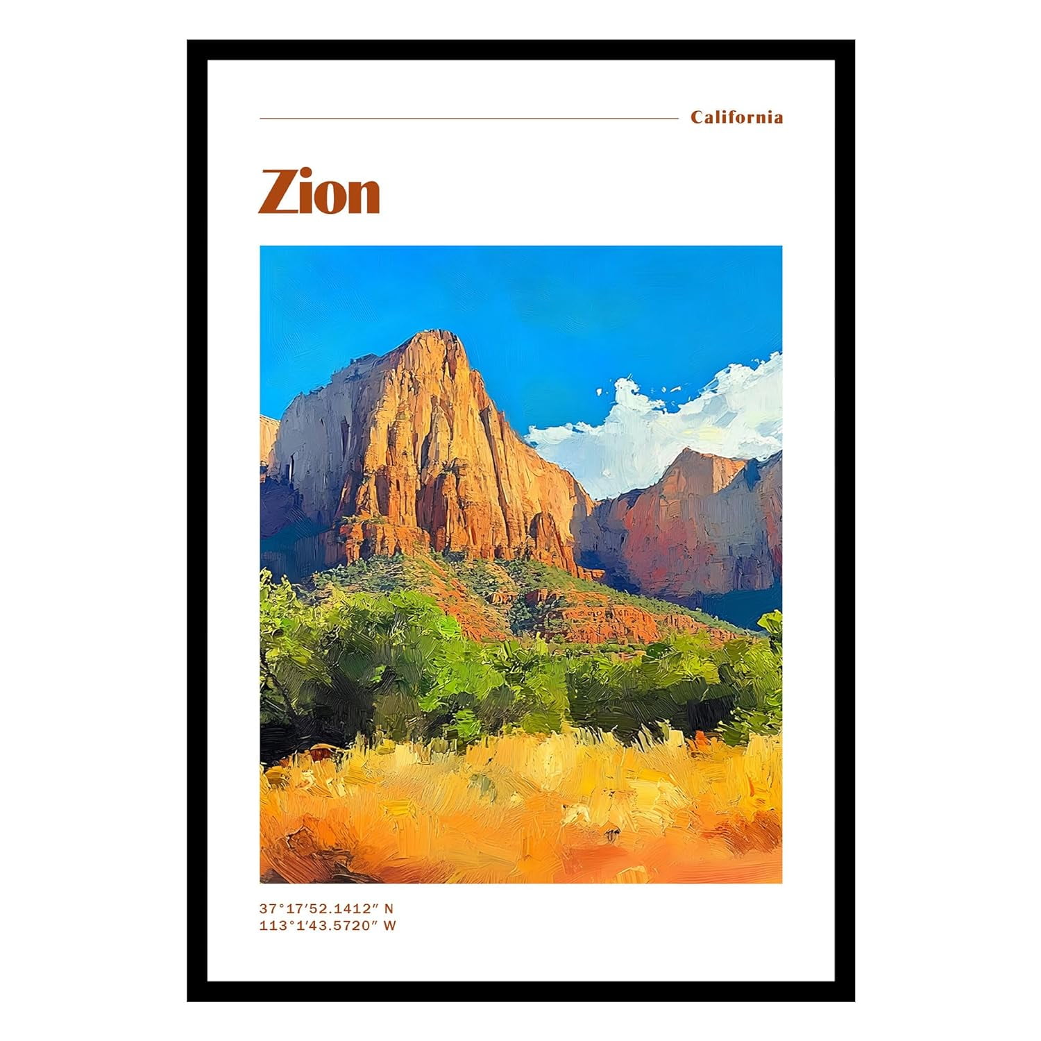 Eastern Print Zion Poster, Zion National Parks Poster, Zion Wall Art ...