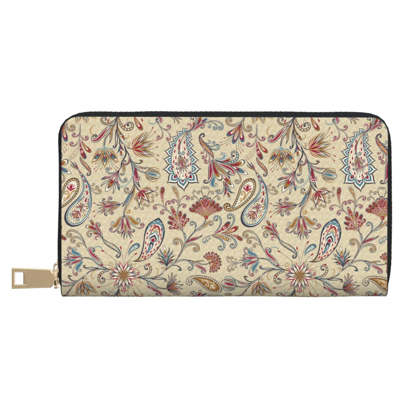 Eastern Style Paisley Wallet Women, Leather Bifold Multi Card Wallet ...