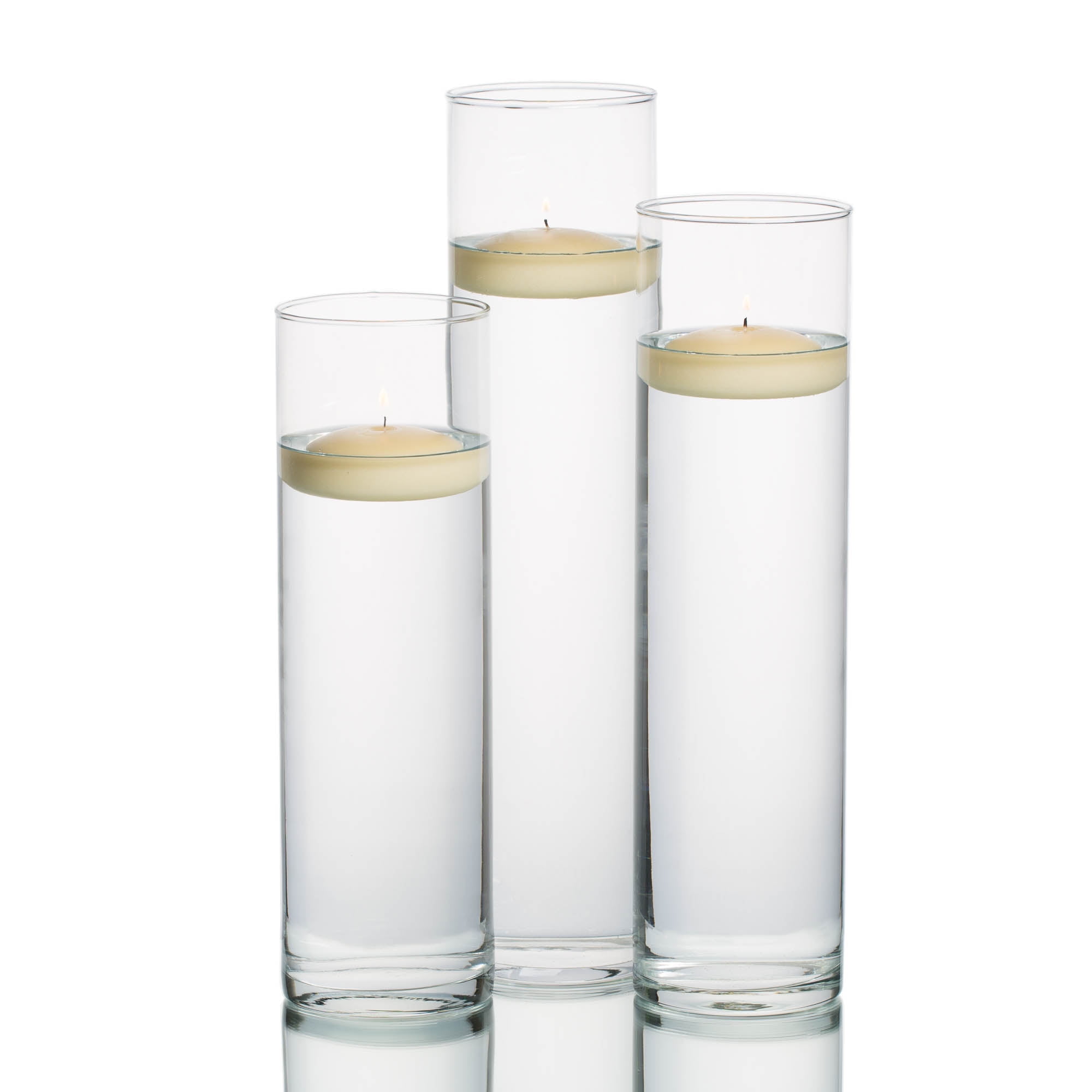 Eastland Tall Cylinder Vases with Richland Floating Candles Ivory Set ...