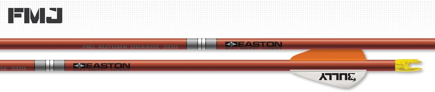 Easton Archery FMJ 5MM Autumn Orange Arrows - 6 Pack 2" Bully Vane (300 ...