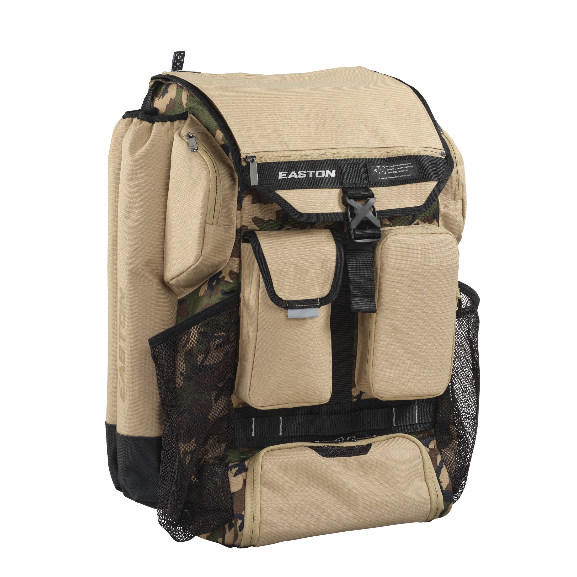 Easton Five Tool Phenom Backpack | Baseball Equipment Bag | Tan Army ...
