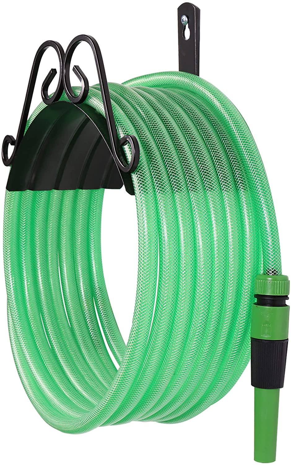 Eastrans Deluxe Wall Mount Garden Hose Hanger Black Holds 125 ft Hose ...